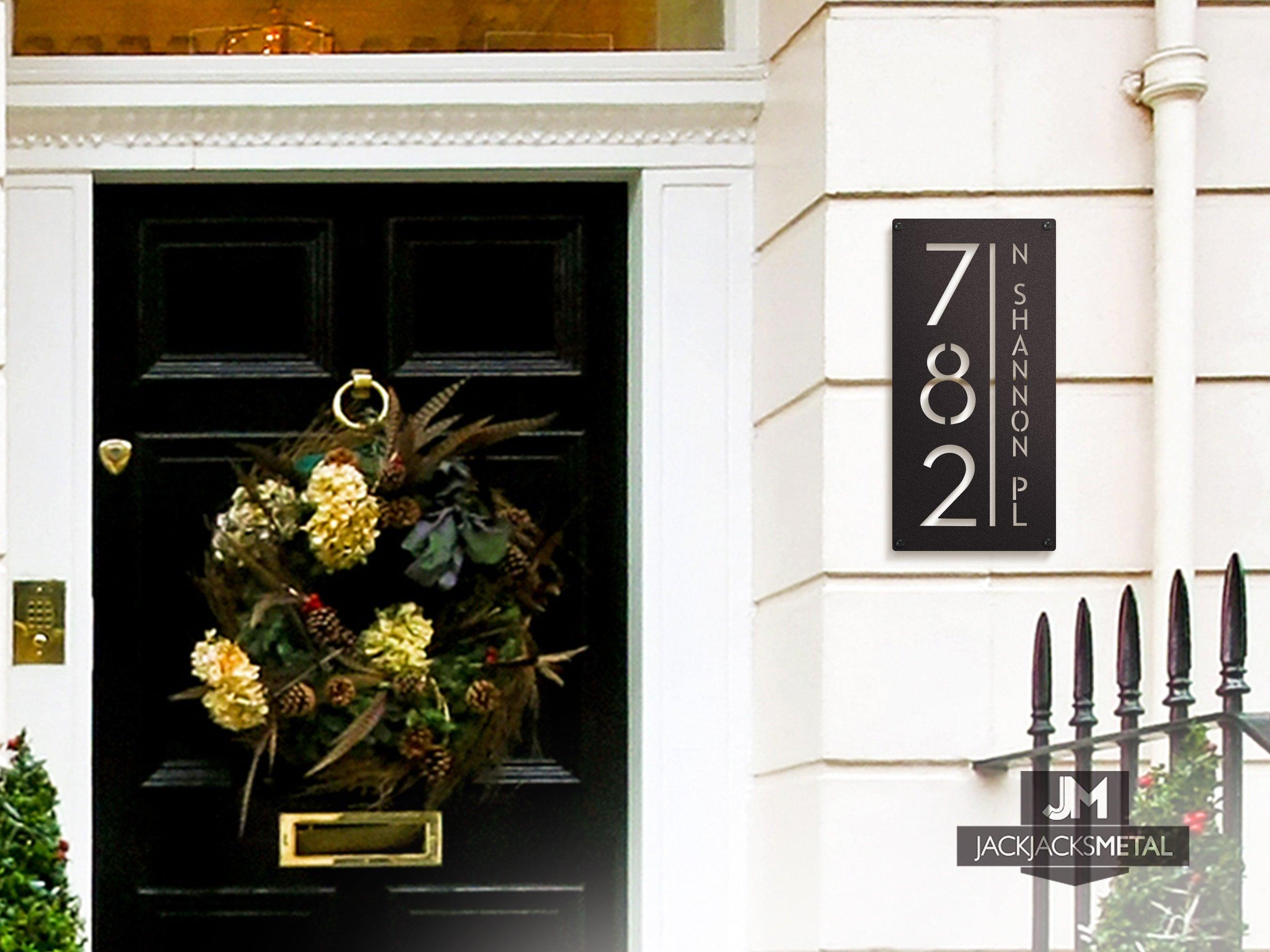 Vertical Address Plaques- Custom Metal Address Signage- Contemporary H ...